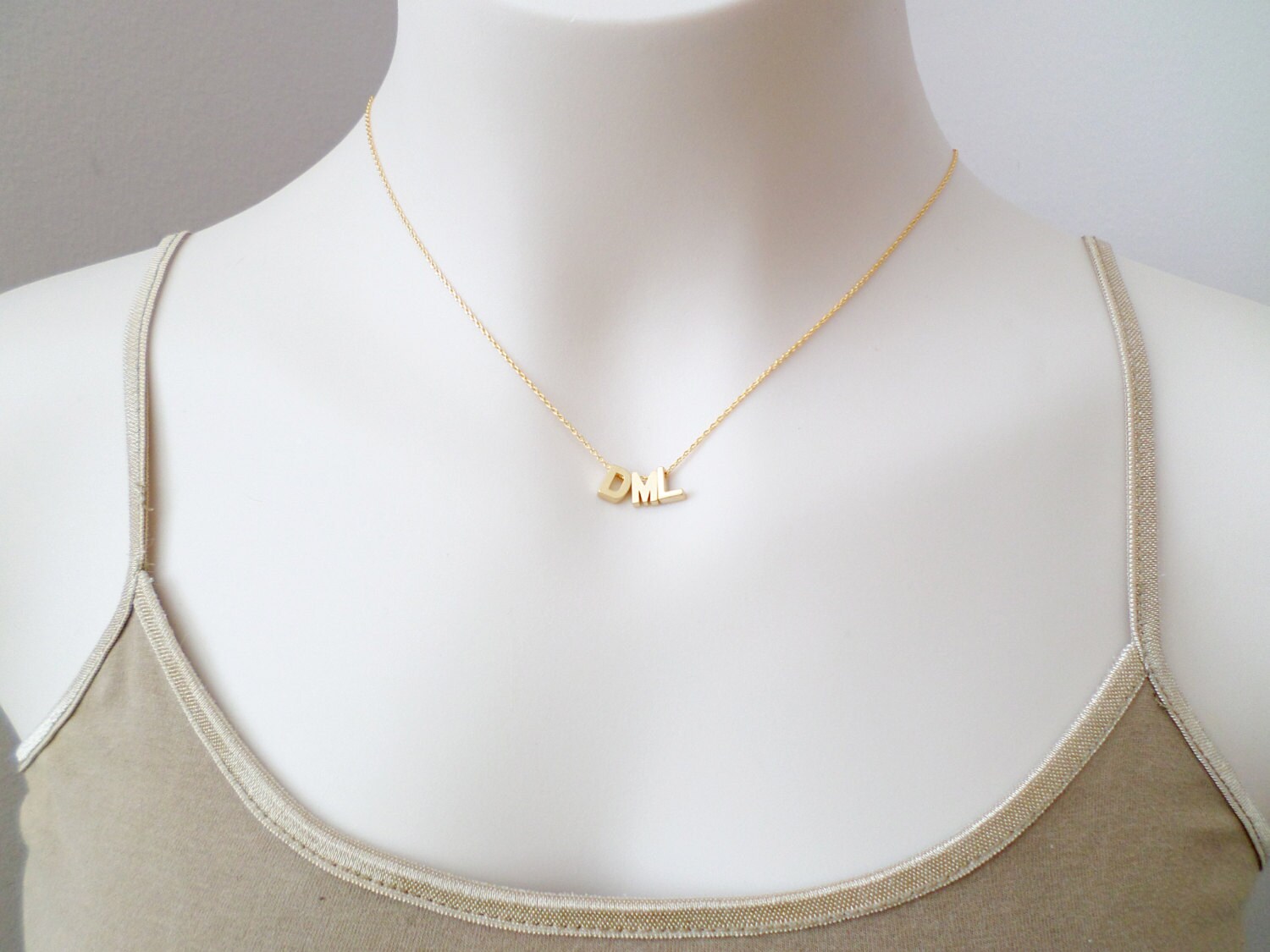 Personalized Necklace 3 Initial Necklace Triple Capital | Etsy