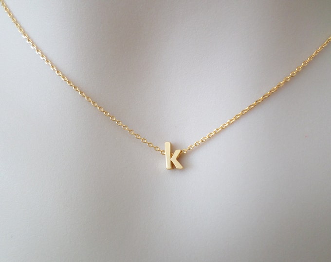 Gold Silver Lowercase Initial Letter Character Necklace, Personalized ...
