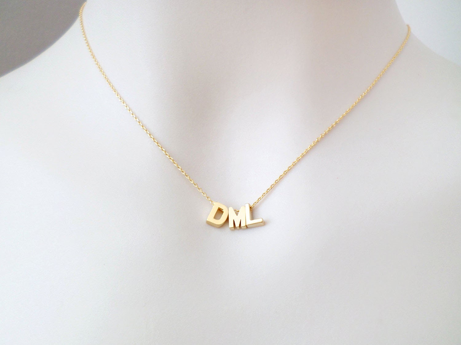 Personalized Necklace 3 Initial Necklace Triple Capital | Etsy