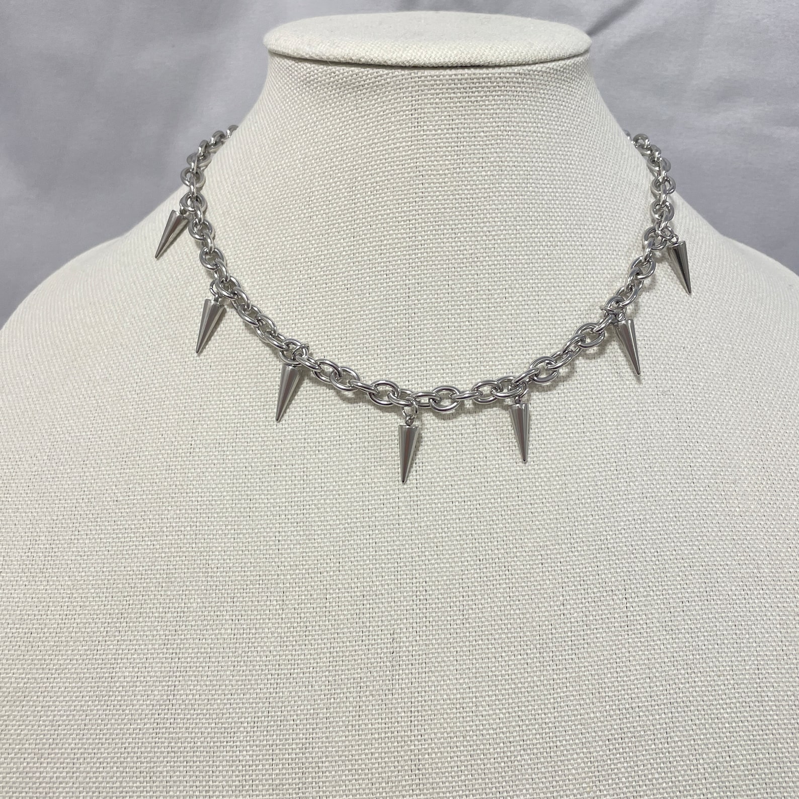 Spike Steel Necklace, Spike Pendants on Stainless Steel, Spike Jewelry ...