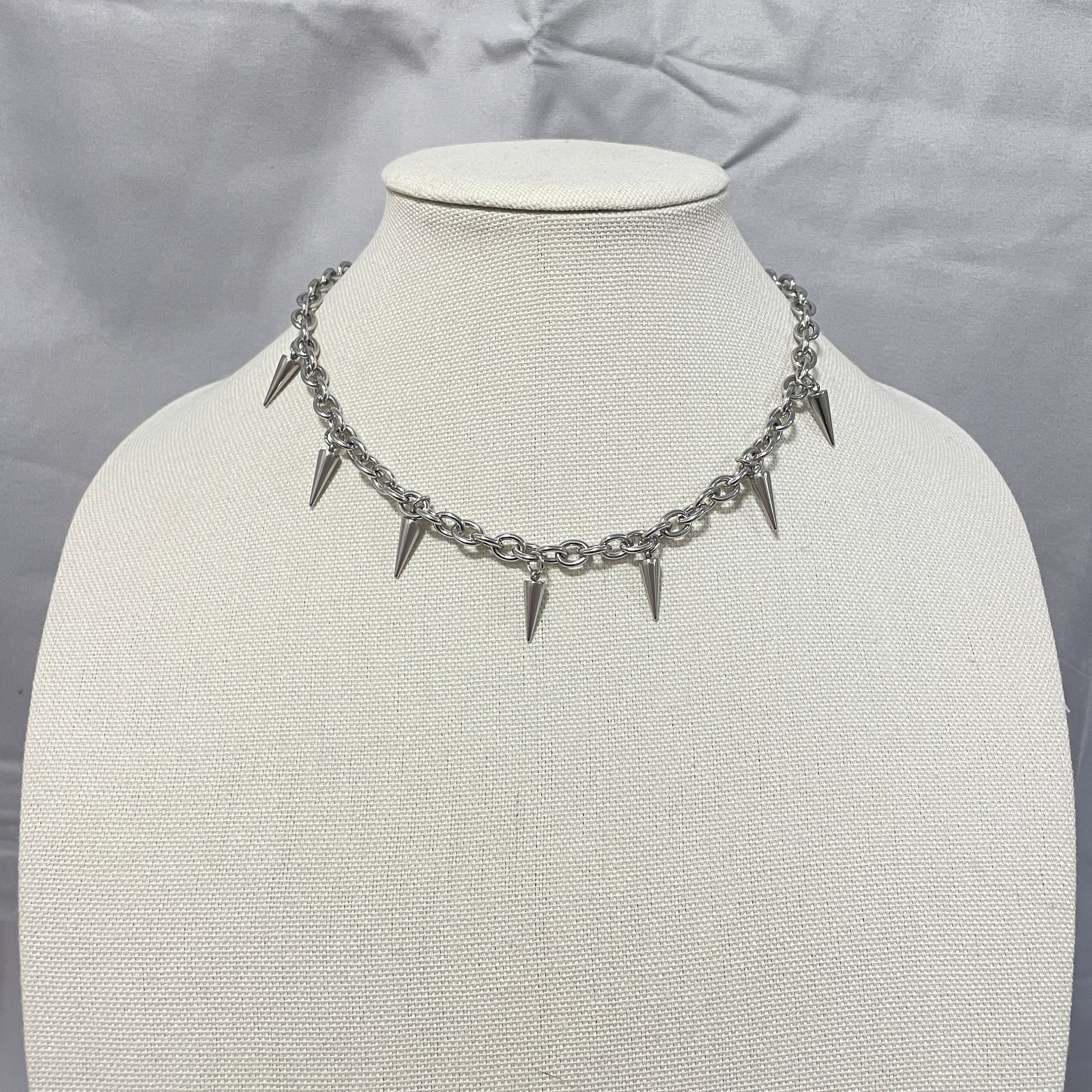 Spike Steel Necklace, Spike Pendants on Stainless Steel, Spike Jewelry ...