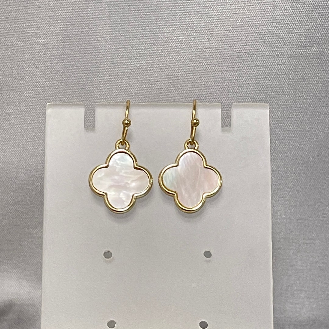 Mother of Shell Gold Clover Earrings, Elegant Shell Earrings for Women ...