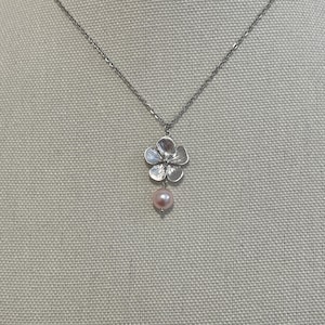 Cherry Blossom Necklace With Pink Rosaline Swarovski Pearl, Sakura ...