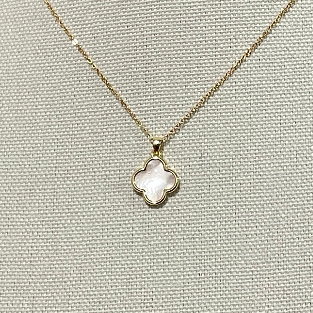 Mother of Shell Gold Clover Necklace, Elegant Shell Necklace for Women ...