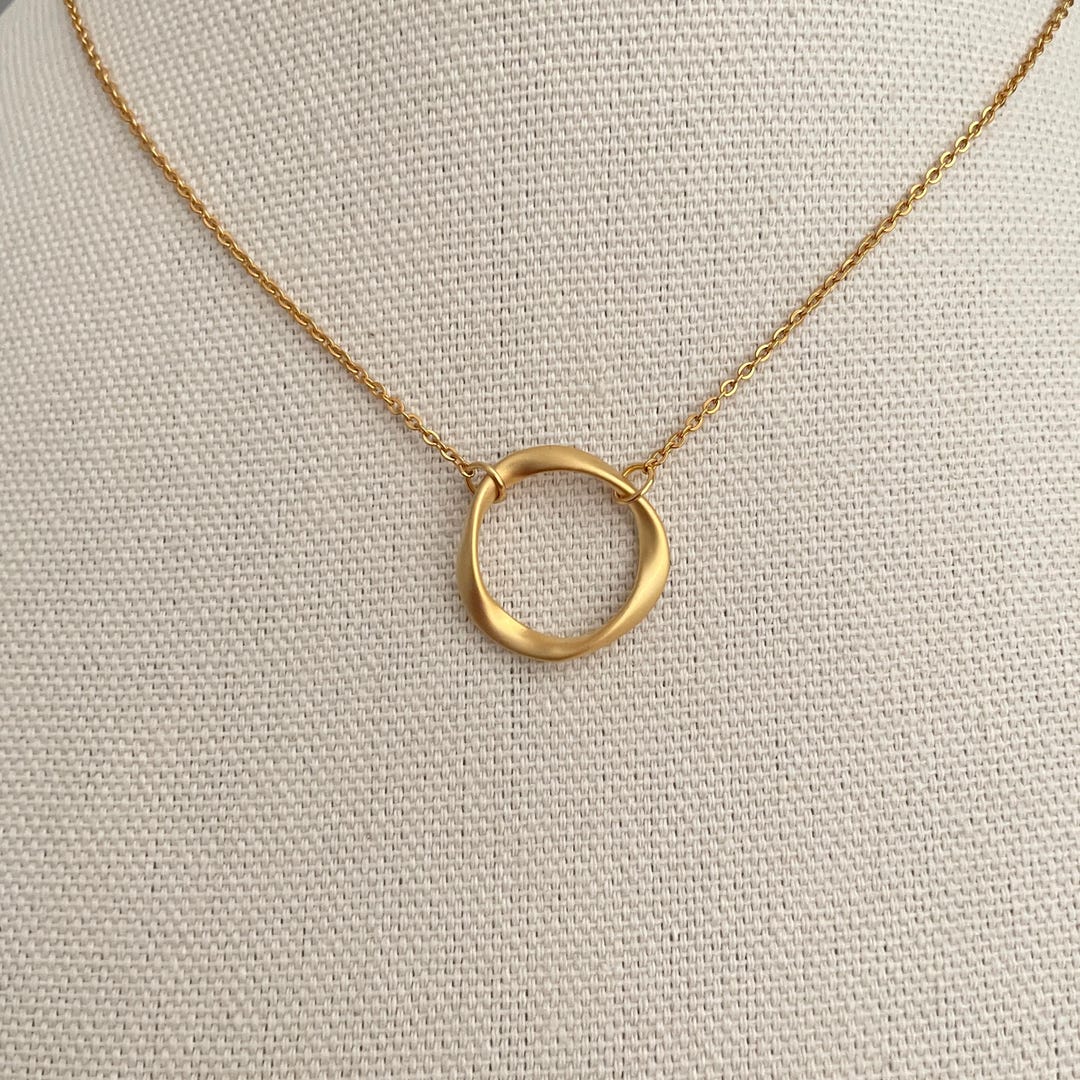 Minimalist Halo Circle Necklace – Gold Plated Open Circle Pendant ...