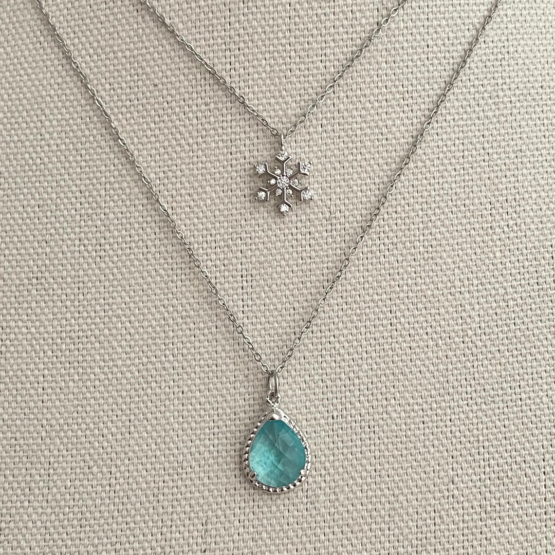 Double Layered Snowflake Necklace Set – Silver-plated Winter Jewelry ...