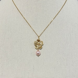 Cherry Blossom Necklace With Pink Rosaline Swarovski Pearl, Sakura ...
