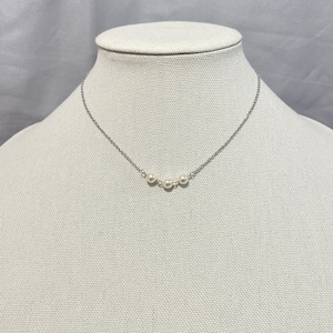 Triple Pearl Necklace 3 Pearl in a Row, Small Pearl Jewelry for Women ...