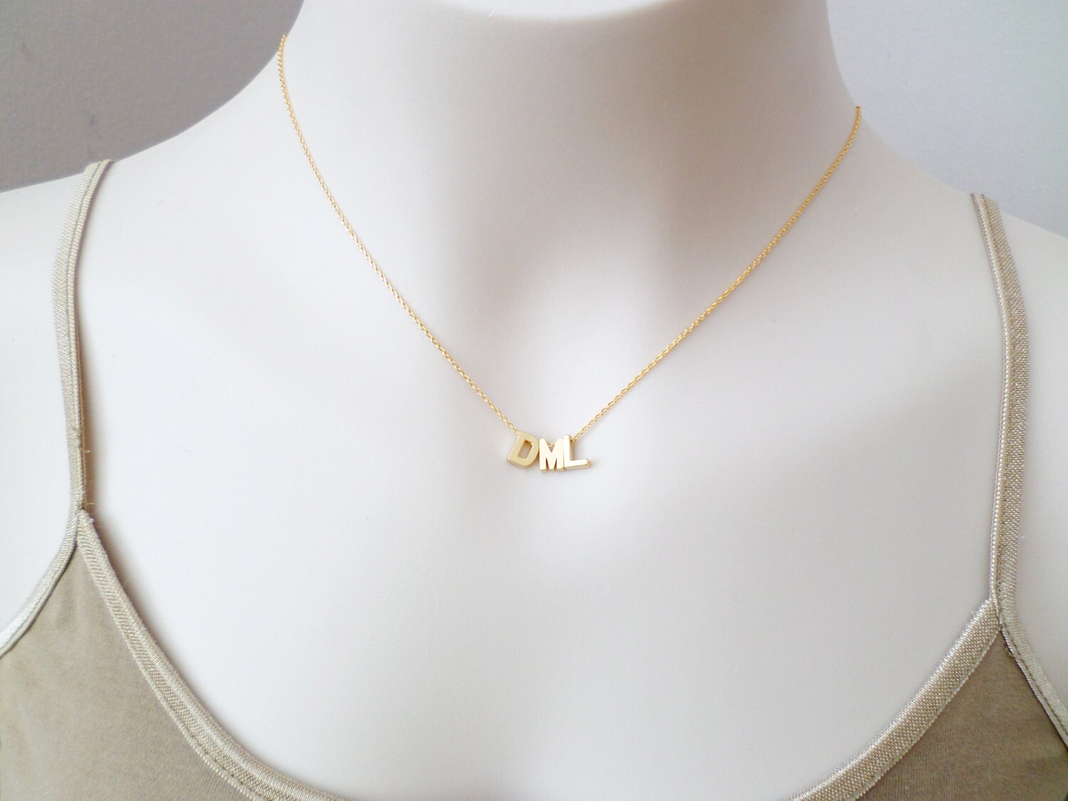 Personalized Necklace 3 Initial Necklace Triple Capital | Etsy