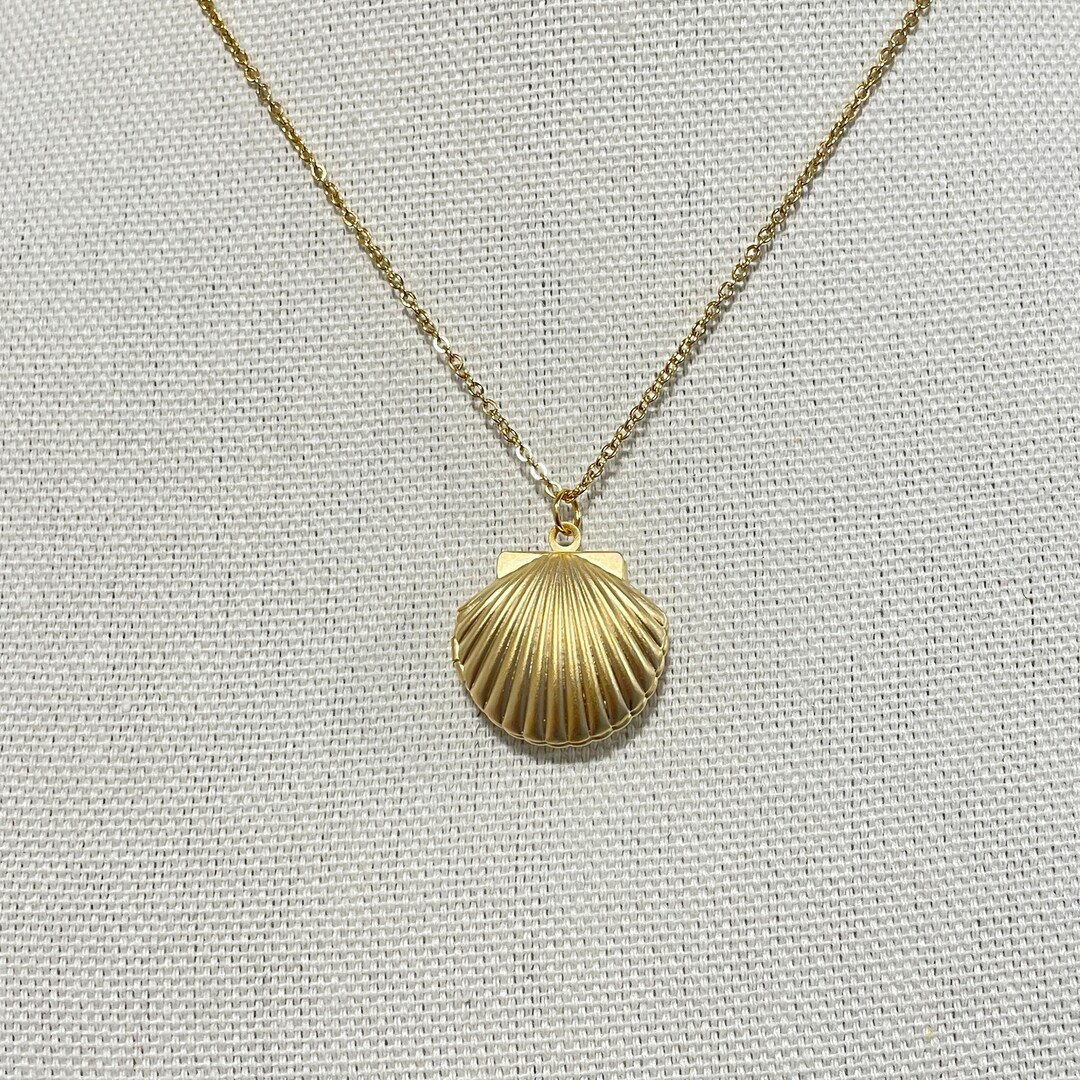 Gold Seashell Locket Mermaid Jewelry for Women, Beach Necklace, Summer ...