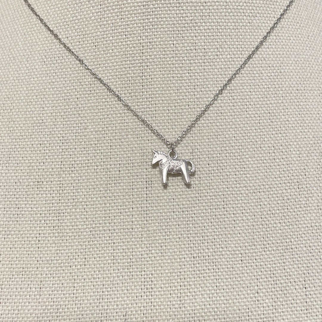 Dala Horse Necklace, Swedish Horse Necklace, Wooden Horse Necklace ...