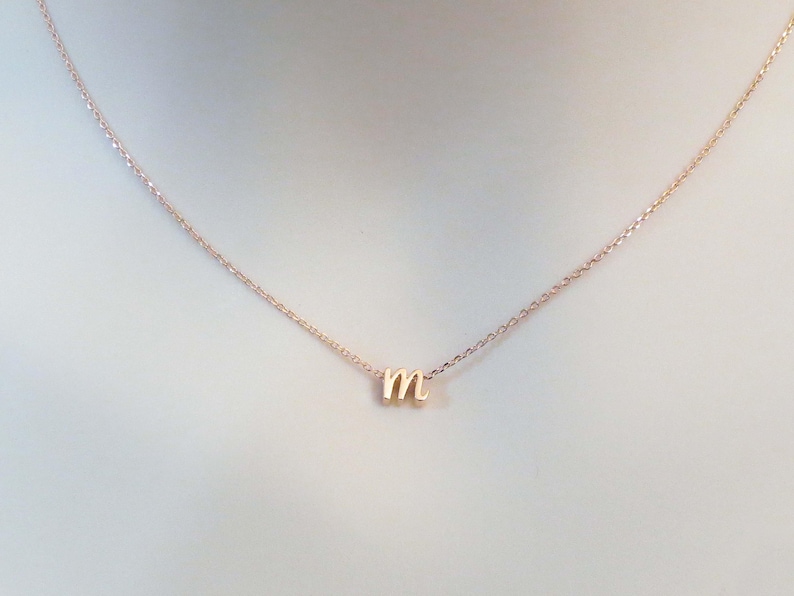 Personalized Cursive Initial Letter Ncklace Lower Case Rose Gold ...