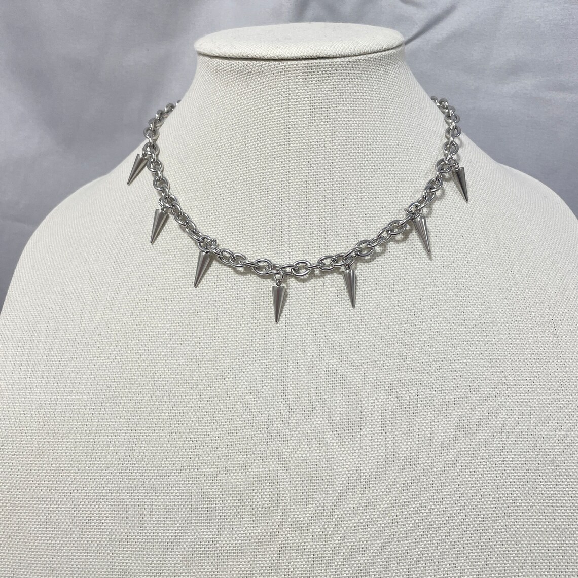 Spike Steel Necklace, Spike Pendants on Stainless Steel, Spike Jewelry ...