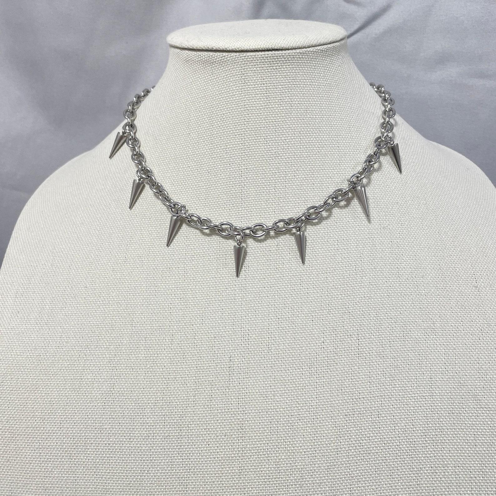 Spike Steel Necklace, Spike Pendants on Stainless Steel, Spike Jewelry ...