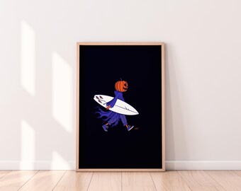 Printable Surf Art | Surf Witch | Halloween Decor for Surfers | Witch ...