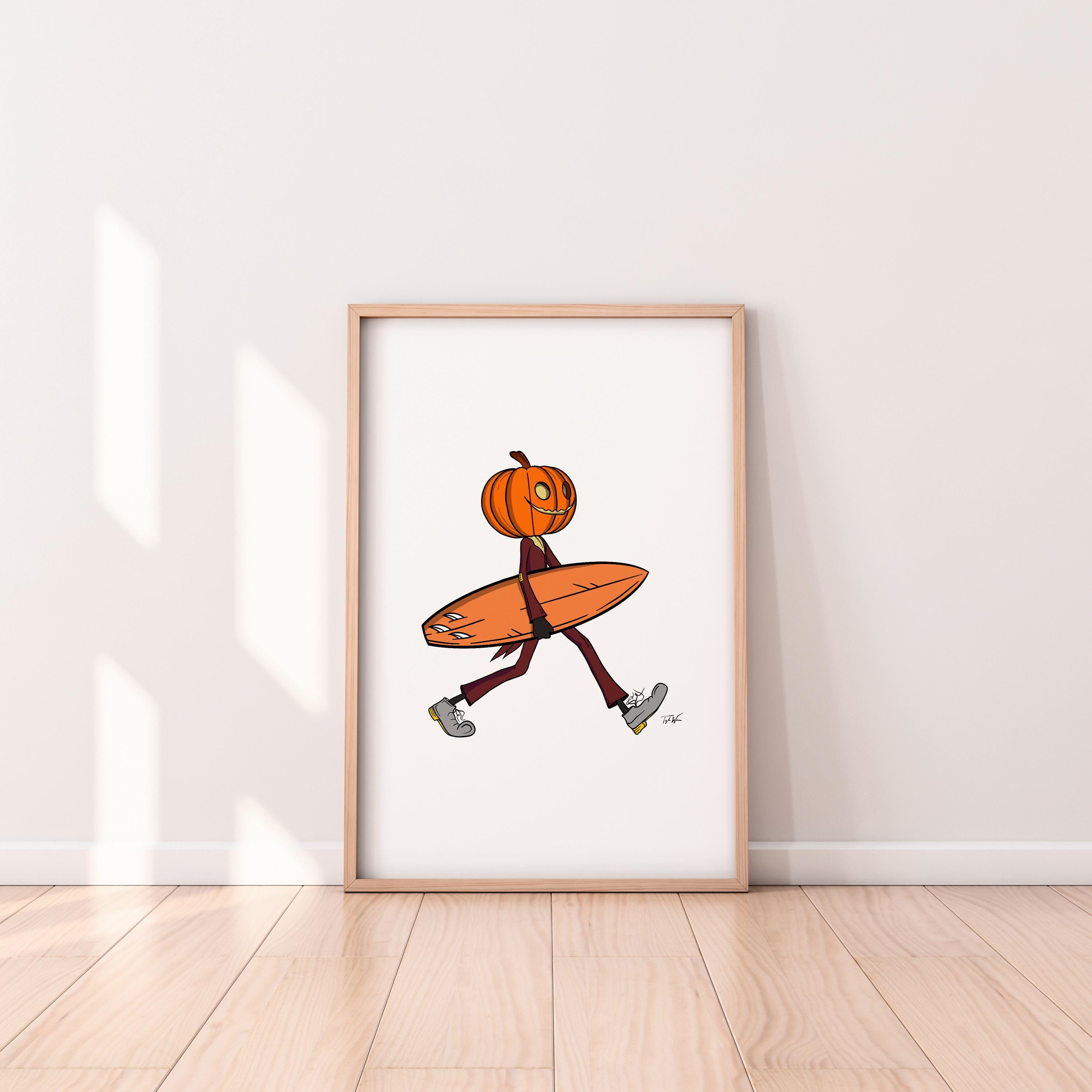 Printable Surf Art | Surf Pumpkin | Halloween Decor Surfers | Pumpkin ...