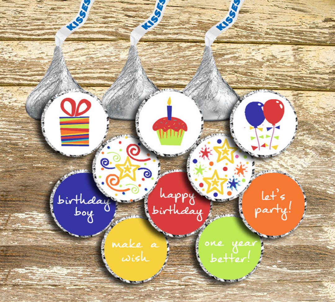 Hershey Kiss Stickers - Birthday Boy, Birthday Kisses, Birthday ...