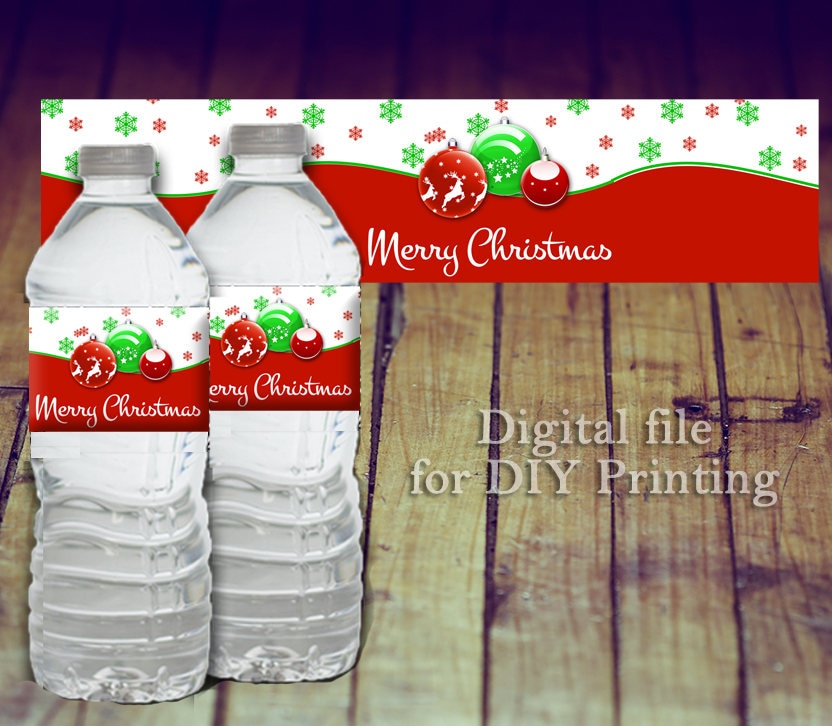 Water Bottle Labels, Christmas Water Bottle Labels, Christmas Party ...