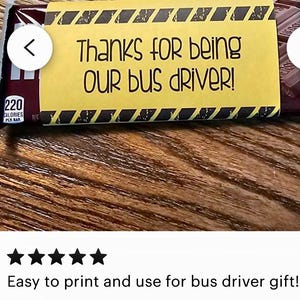 Full Sized Candy Wrapper - Bus Driver Appreciation, Bus Driver Gift ...