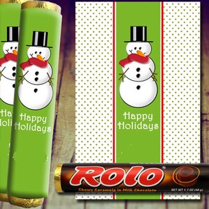Christmas Candy Wrapper - Snowman Rolo Candy Wrapper, Christmas Teacher ...
