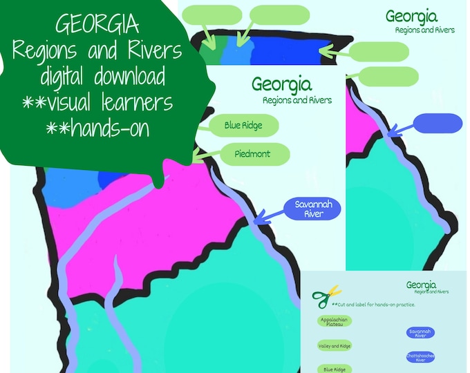 Georgia Regions and Rivers Study Chart 3rd Grade Digital Download - Etsy