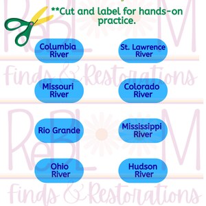 United States Major Rivers Study Chart 3rd Grade Digital Download PDF ...