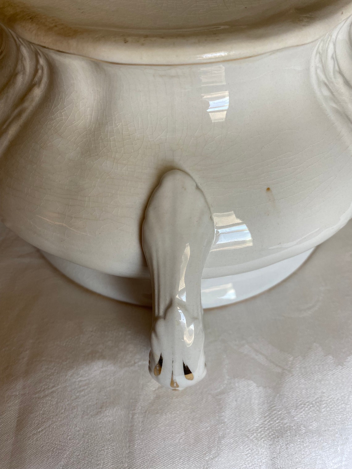 Antique Harker Pottery Sculpted Chamber Pot Semi Porcelain With Gold ...