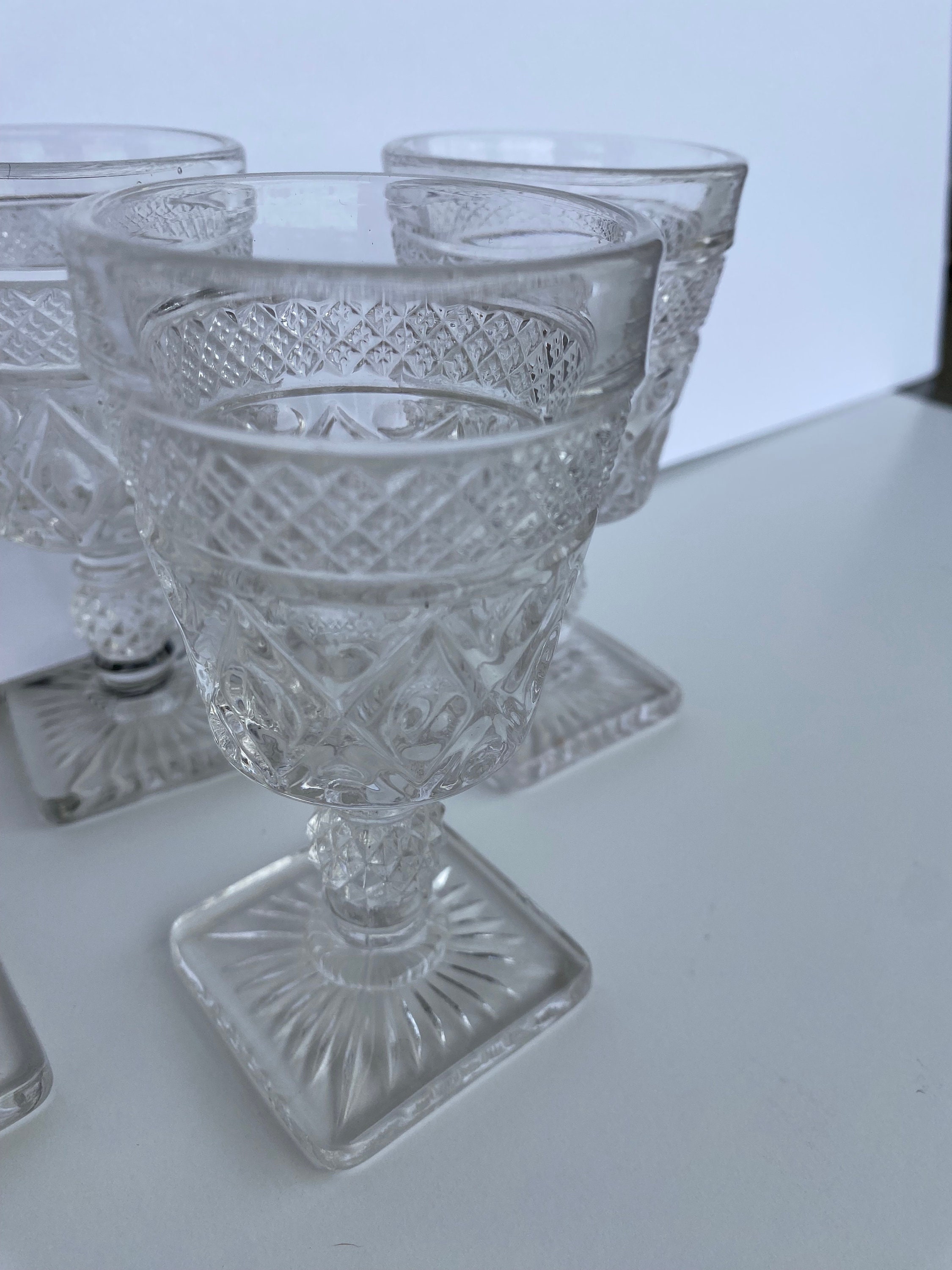 Imperial Cape Cod Wafer Stem Thumbprint Sherry Wine Glasses Set/4 - Etsy