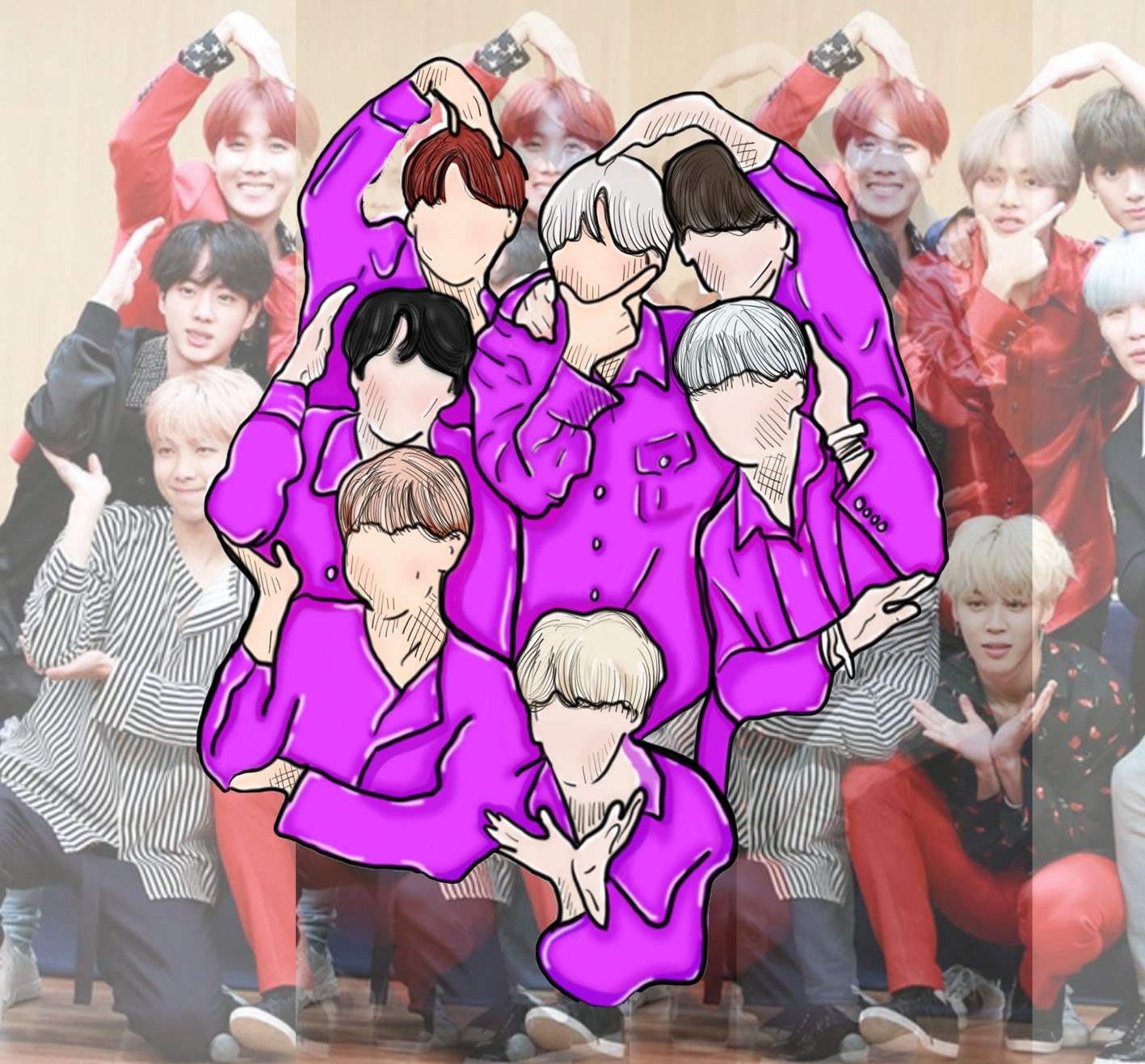 Bts Stickers Ot7 Bangtan Kpop Fan Art Matte Stickers Etsy Uk