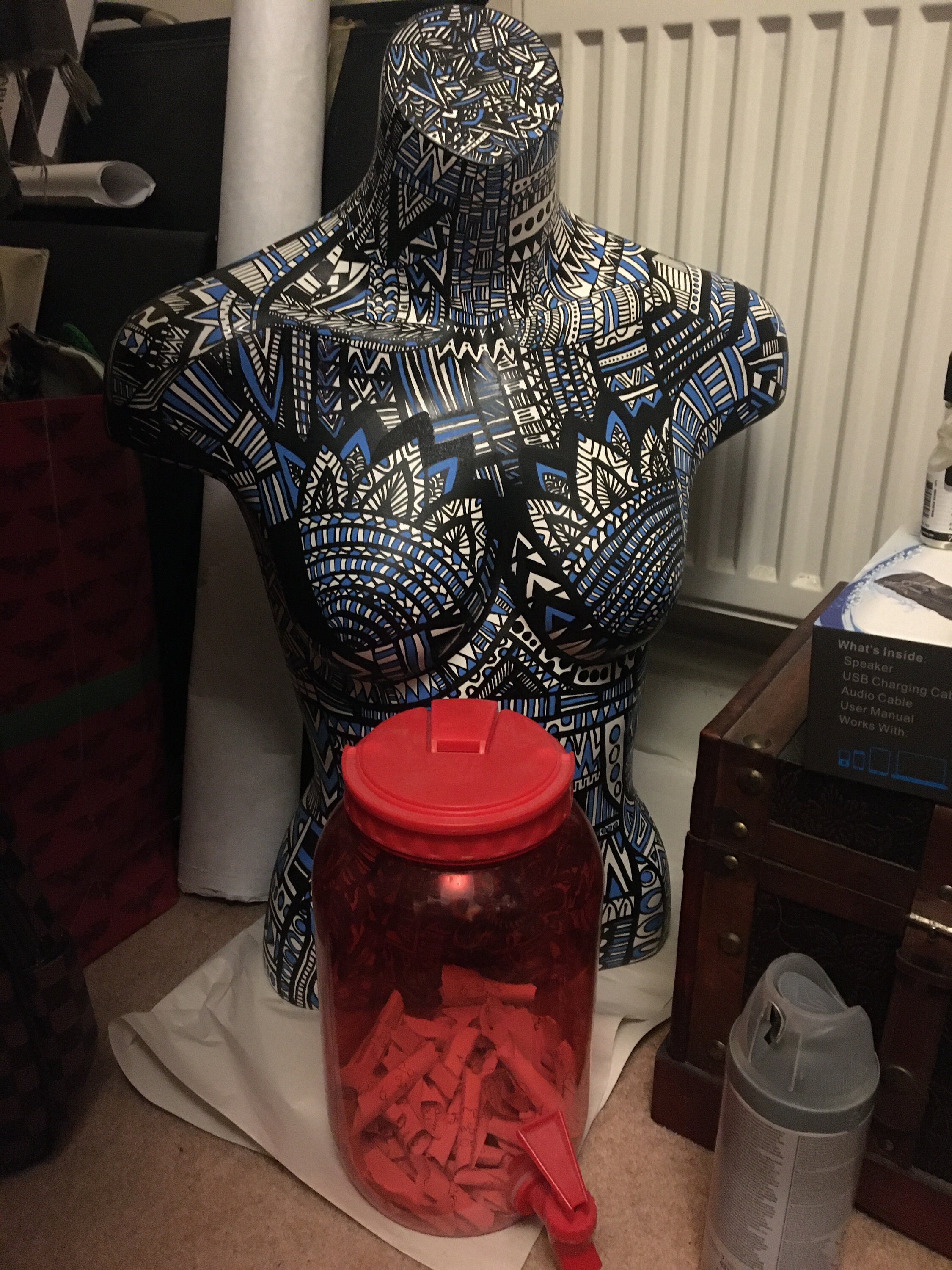 Hand Painted Bust Female Mannequin Doodle Art Sculpture | Etsy