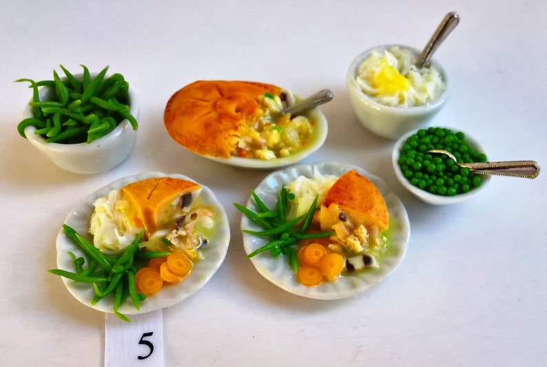 Dolls House Food: 1/12 Miniature Meal Set of Homemade Chicken | Etsy