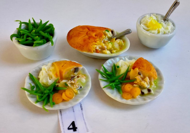 Dolls House Food: 1/12 Miniature Meal Set of Homemade Chicken | Etsy