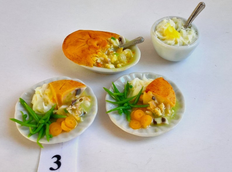 Dolls House Food: 1/12 Miniature Meal Set of Homemade Chicken | Etsy