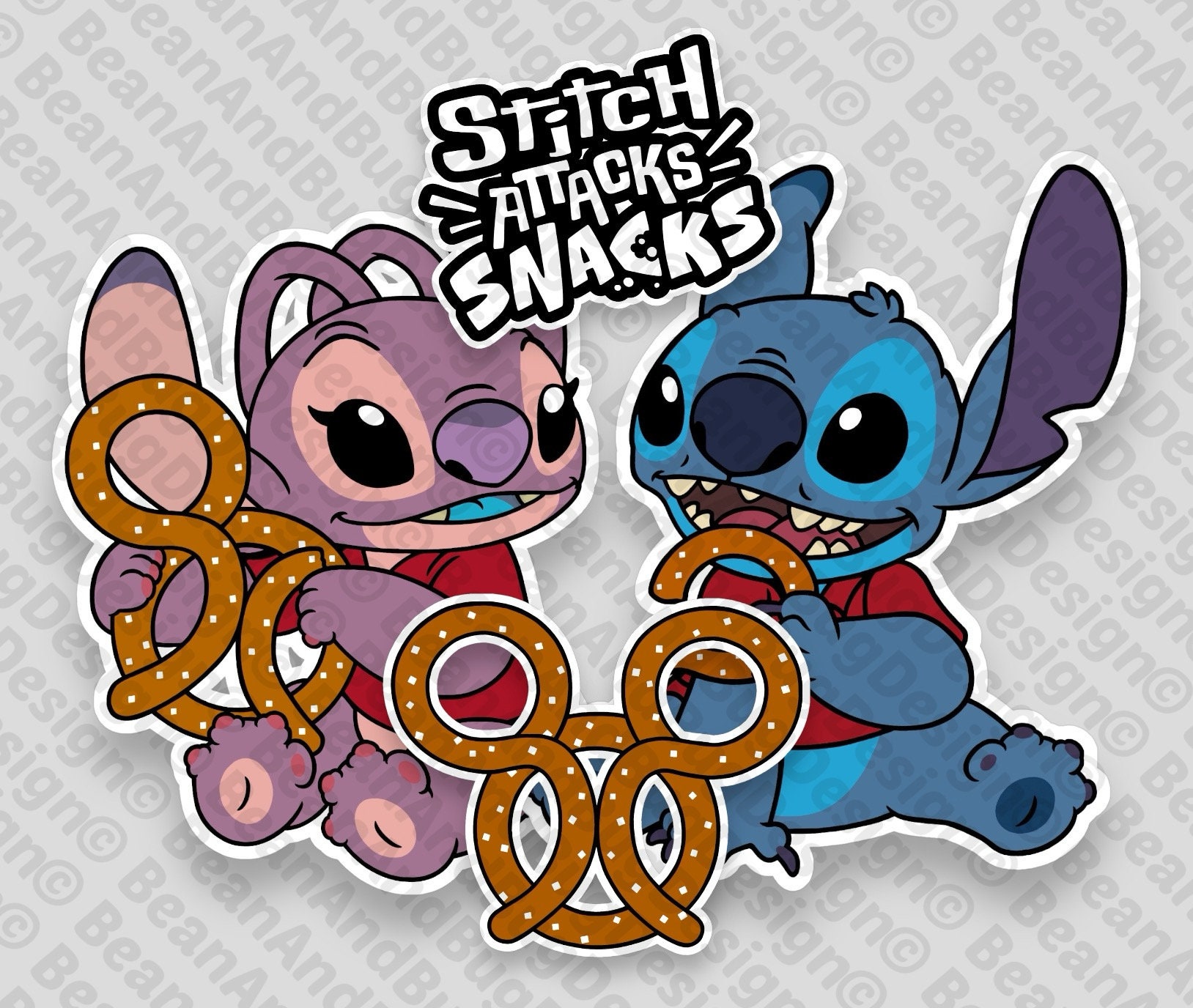 Fanart Stitch Attacks Snacks Pretzels Bundle Cricut-ready JPG/PNG/SVG ...