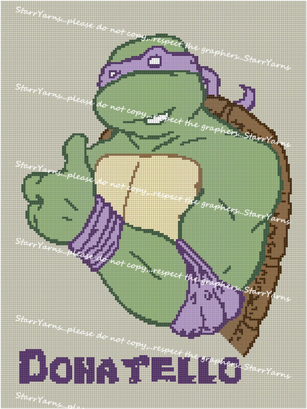 Purple Masked Turtle Graph Pattern - Etsy