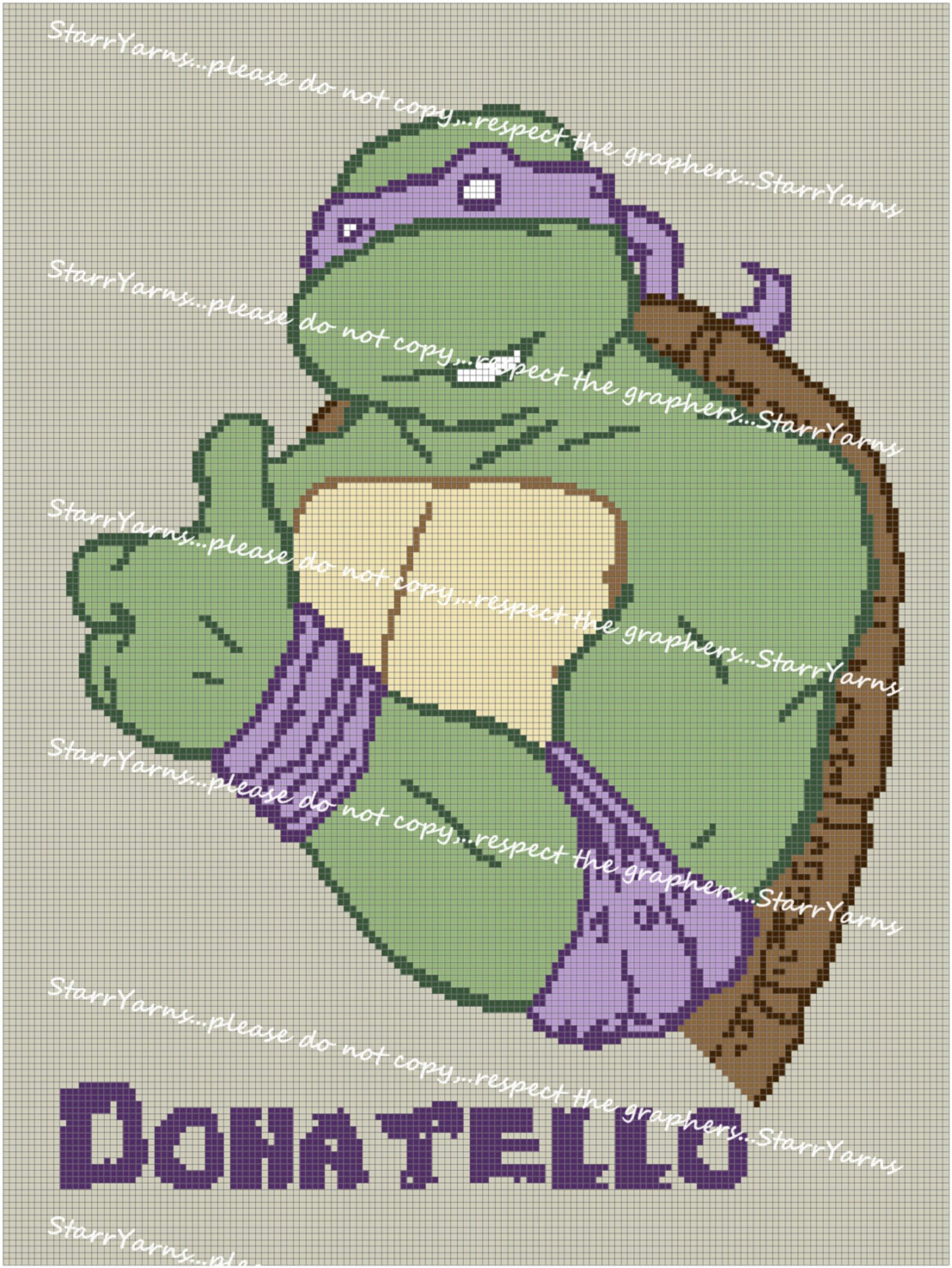 Purple Masked Turtle Graph Pattern - Etsy