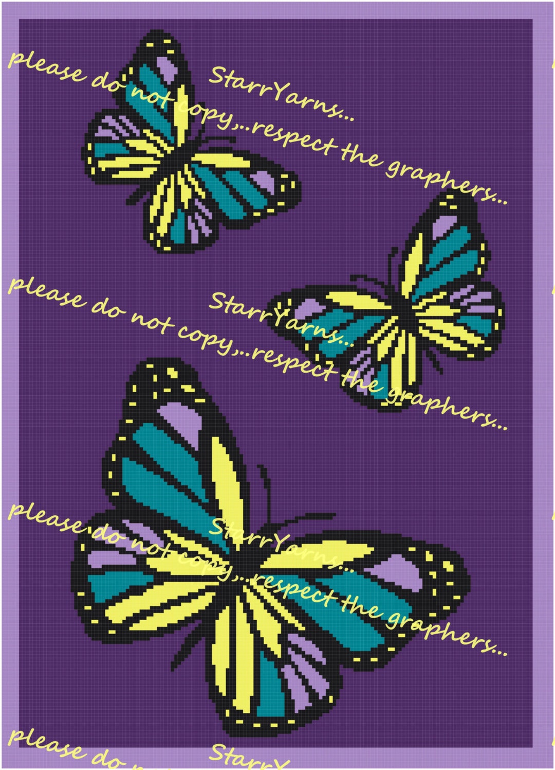 Butterfly Trio Crochet Graph Pattern - Etsy