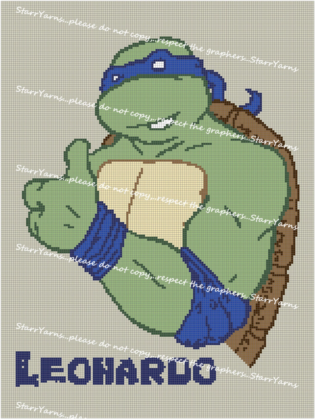 Blue Masked Turtle Crochet Graph Pattern - Etsy