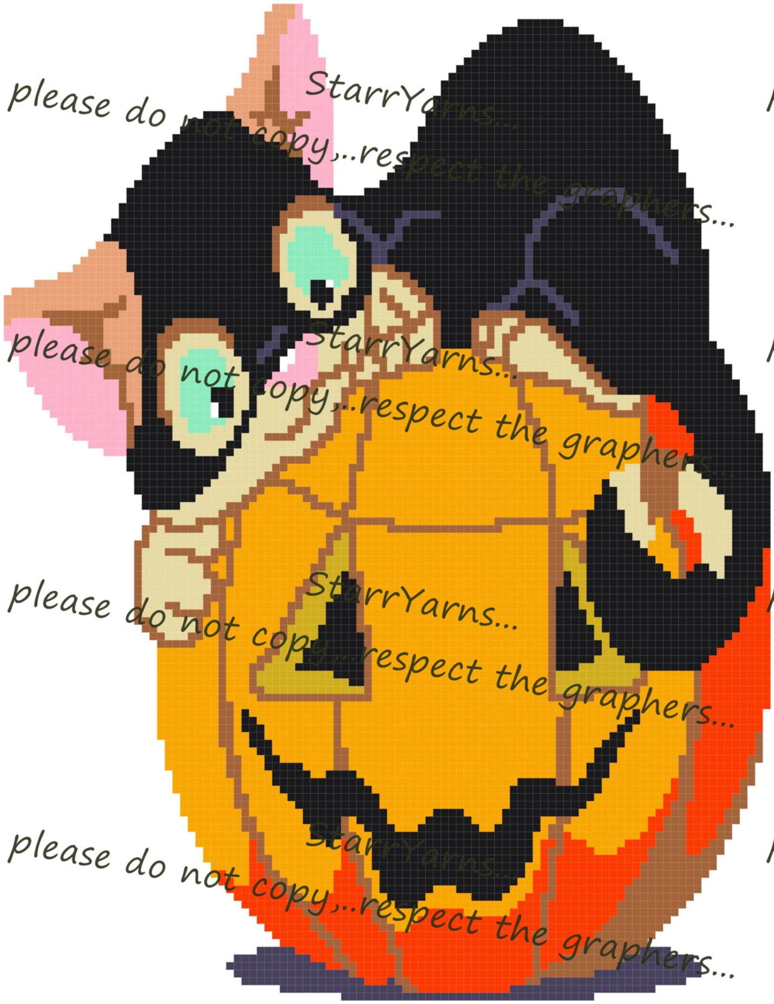 Halloween Black Cat Crochet Graph Pattern - Etsy