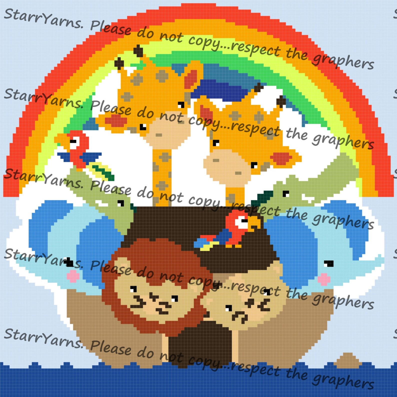 Noah's Ark With Rainbow Crochet Graph Pattern - Etsy