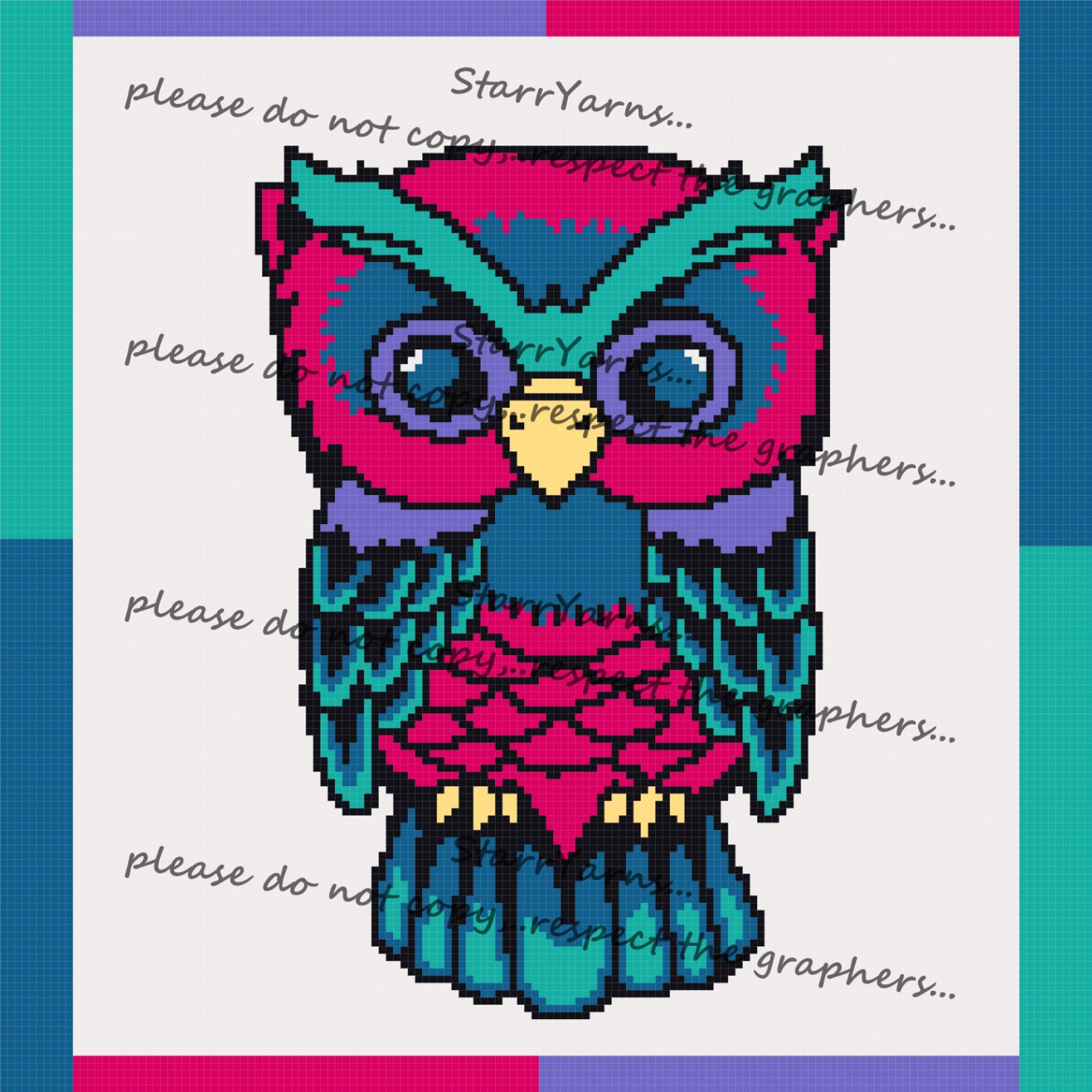 Colorful Owl Crochet Graph Pattern - Etsy