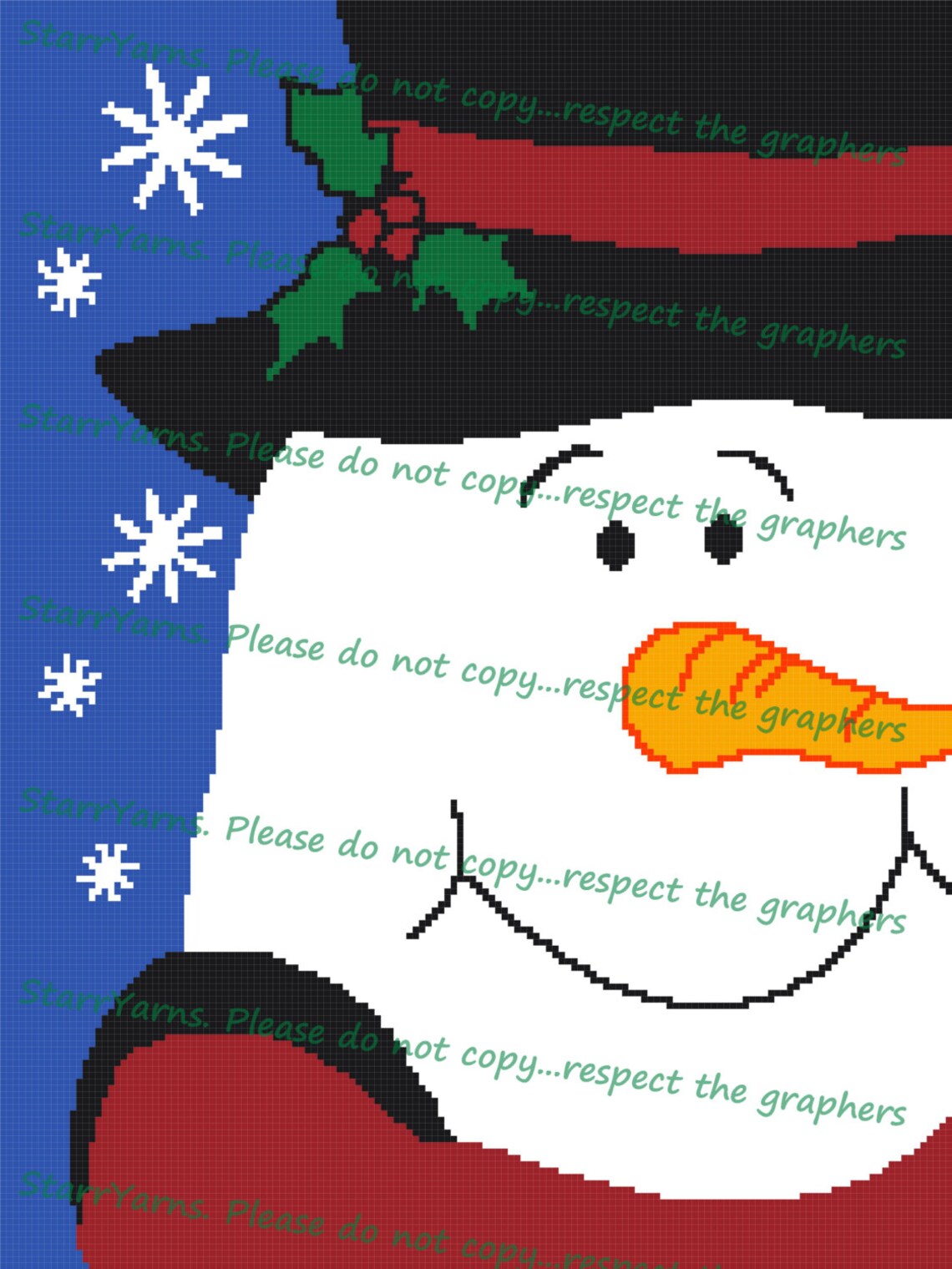 Snowman Crochet Graph Blanket Pattern - Etsy