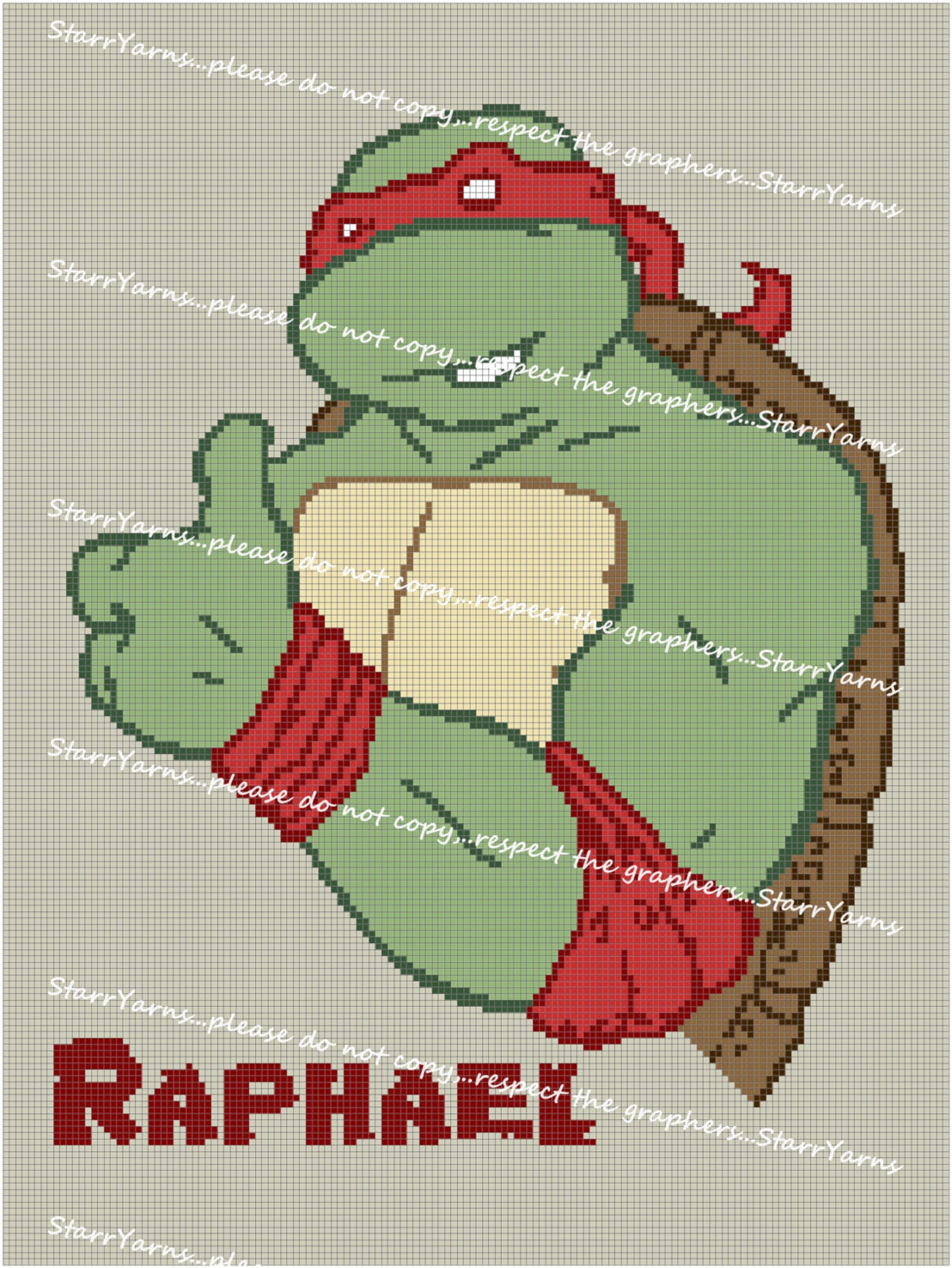 Red Masked Turtle Crochet Graph Pattern - Etsy
