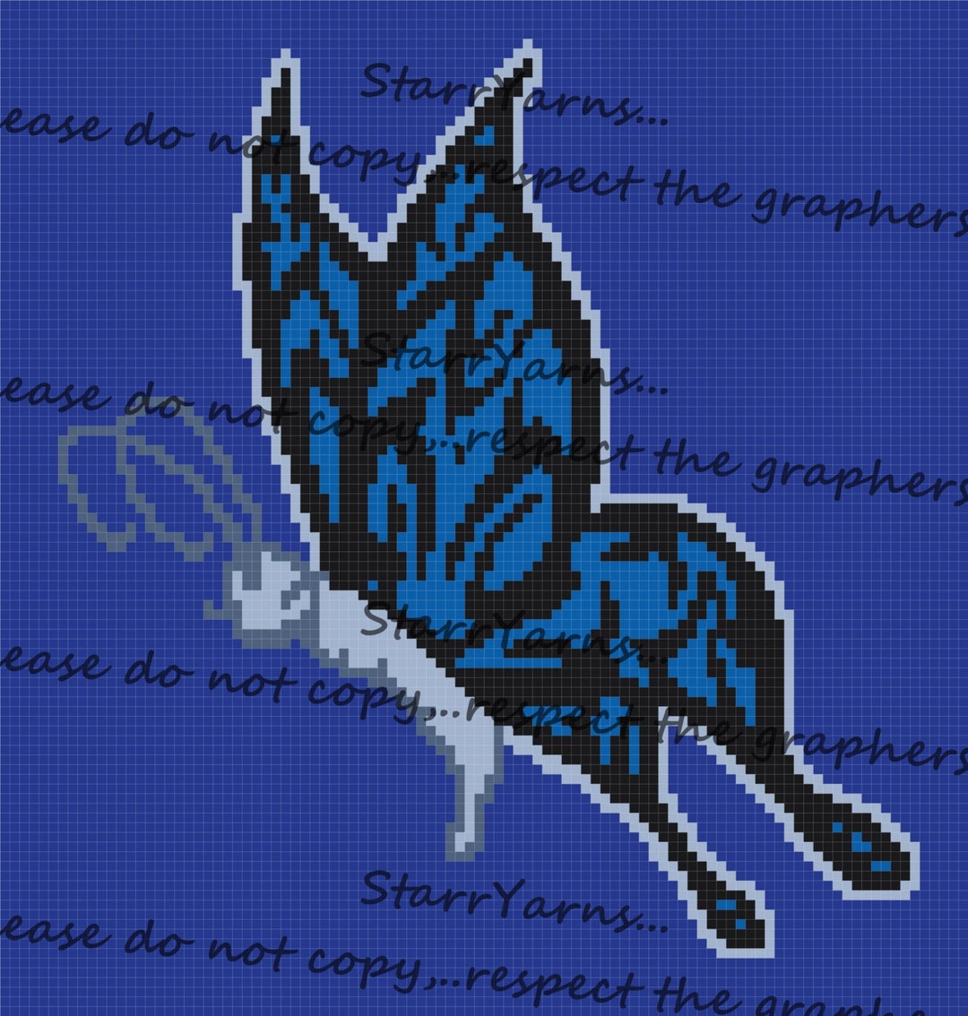 Blue Butterfly Crochet Graph Pattern - Etsy
