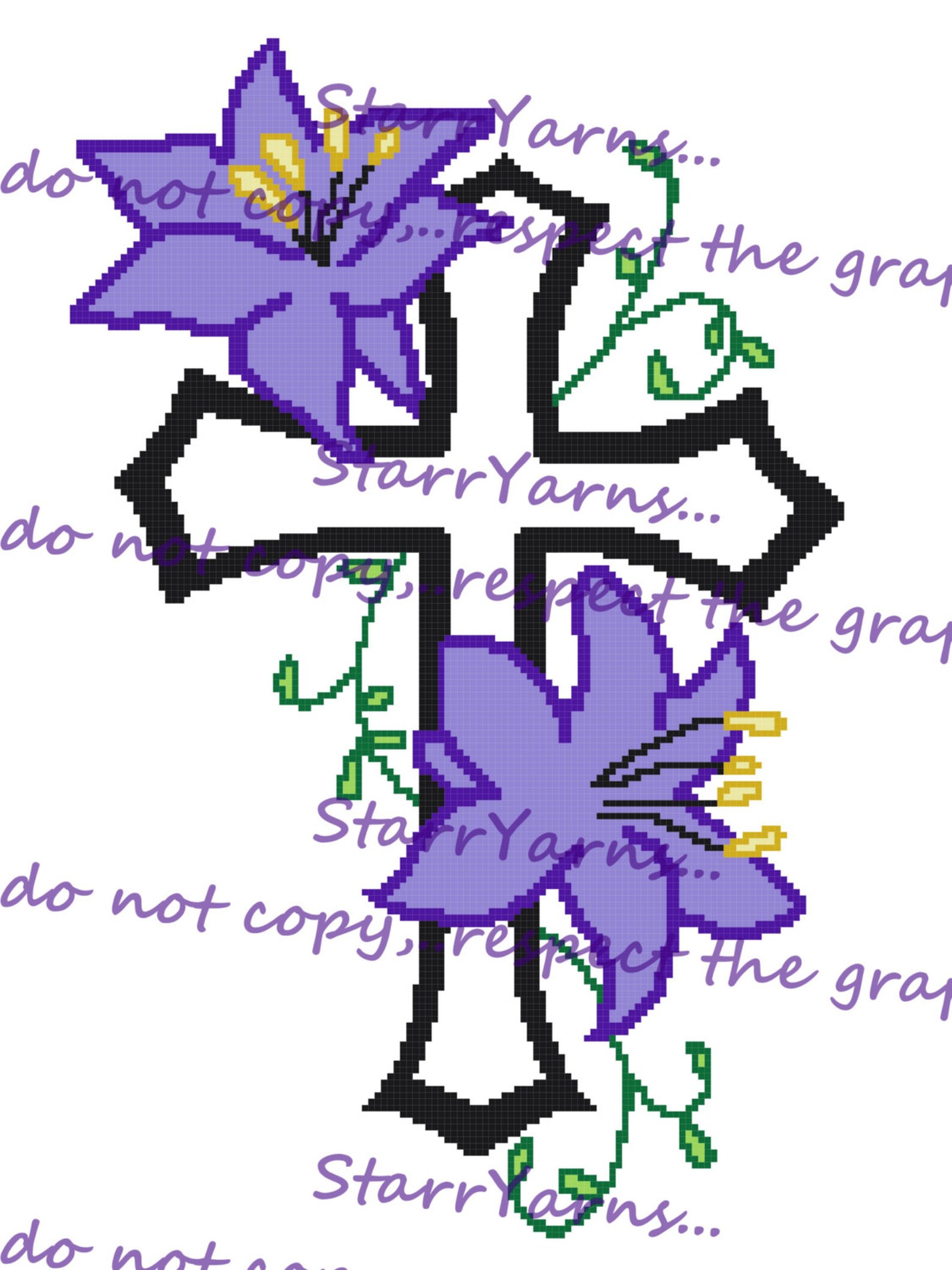 Orchid Cross Crochet Graph Pattern - Etsy