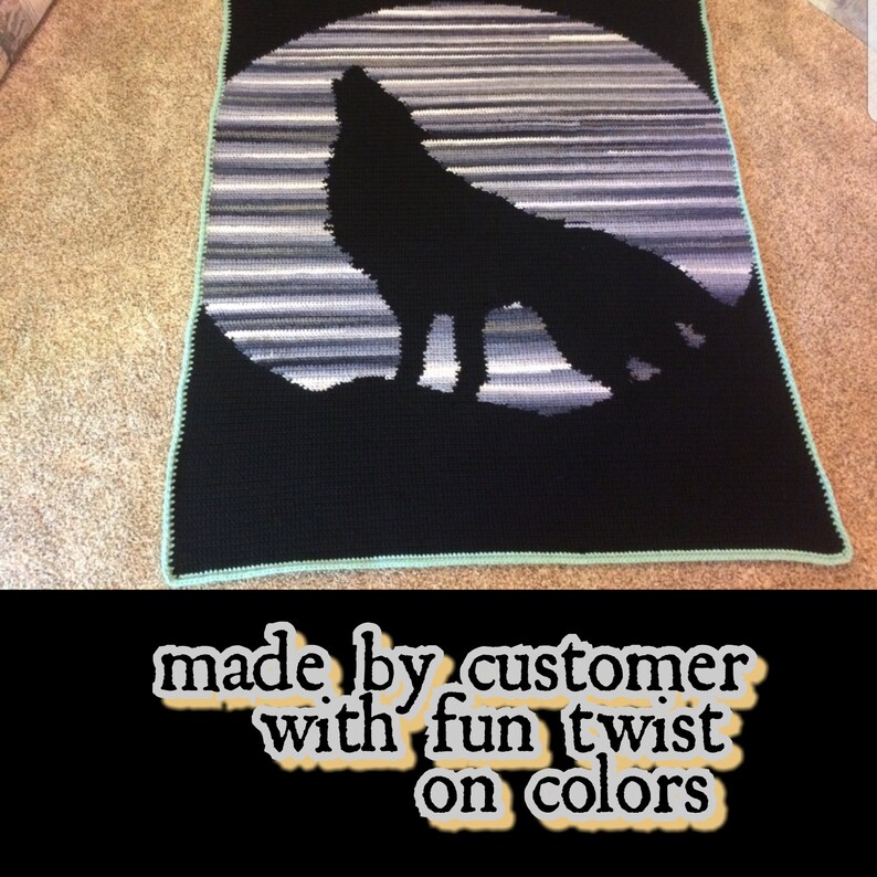 Wolf Howling at the Moon Crochet Graph Pattern | Etsy Canada