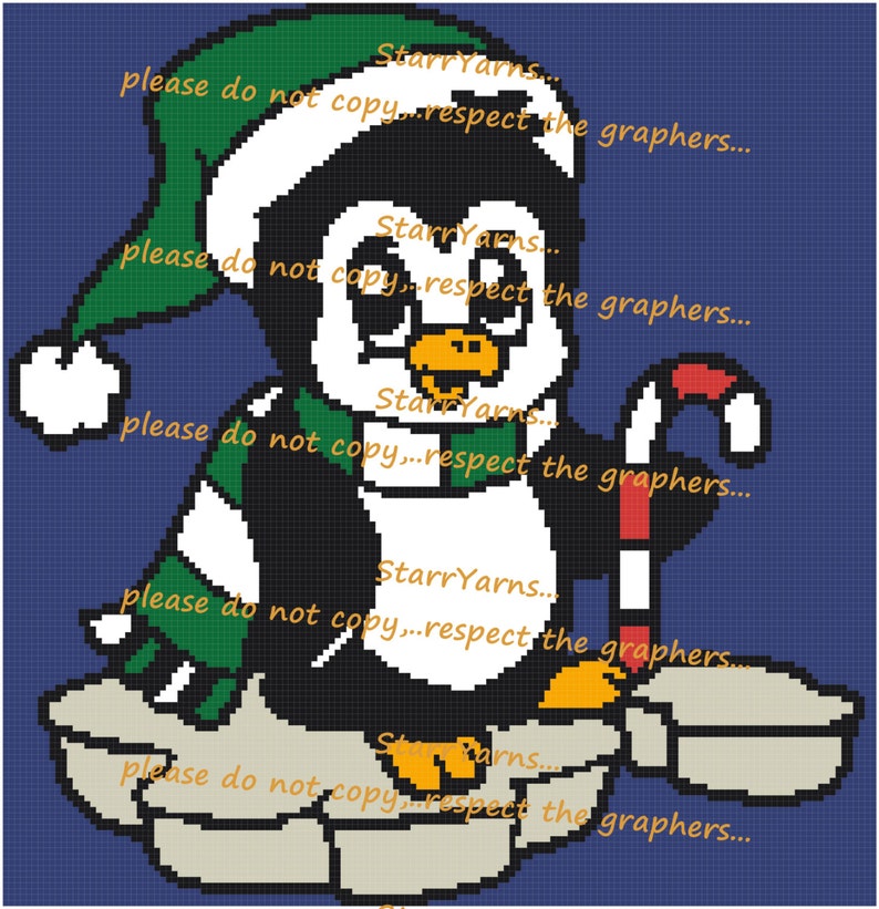 Christmas Penguin Crochet Graph Pattern - Etsy