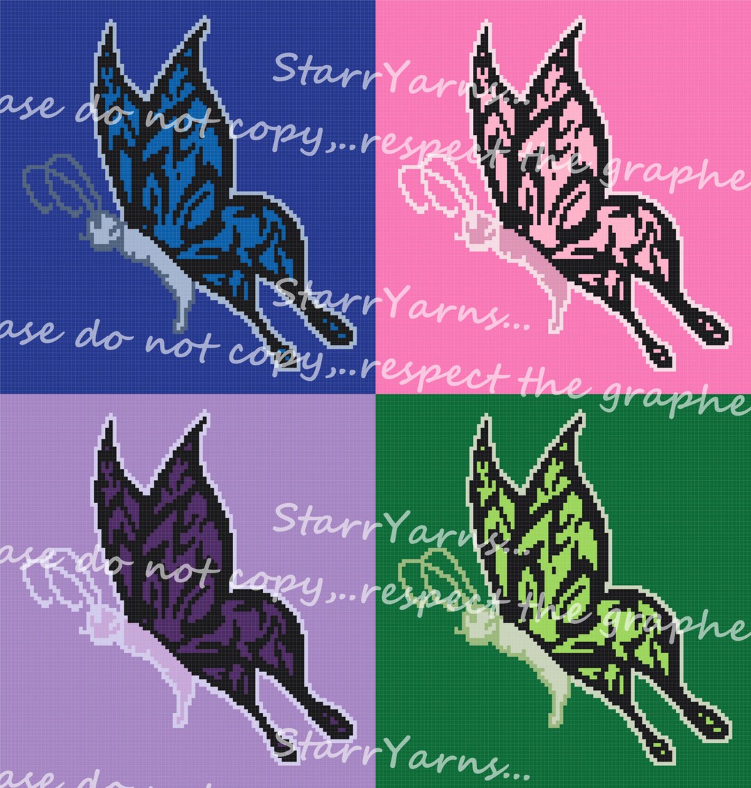 Colorful Butterflies Crochet Graph Pattern - Etsy