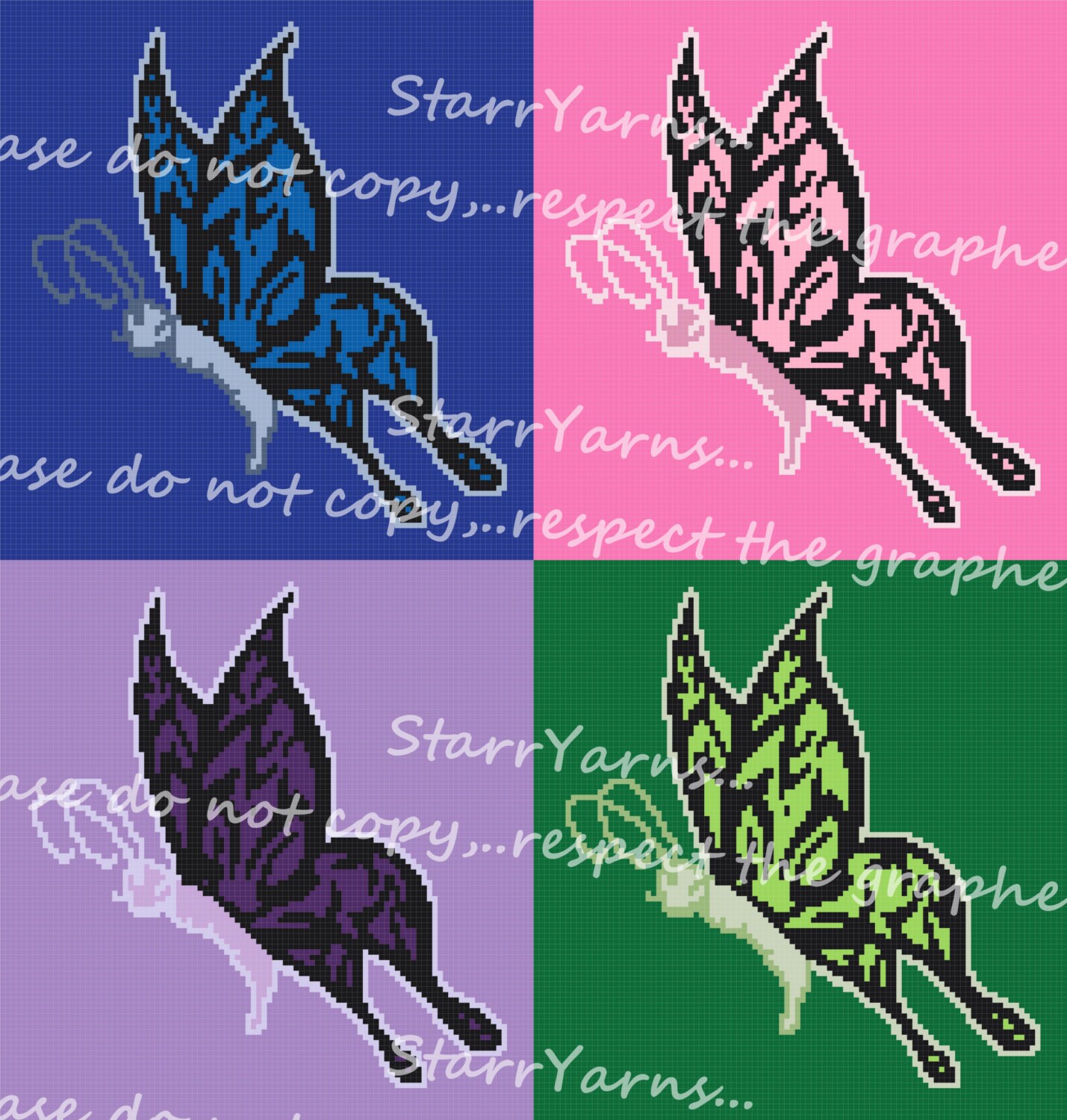 Colorful Butterflies Crochet Graph Pattern - Etsy