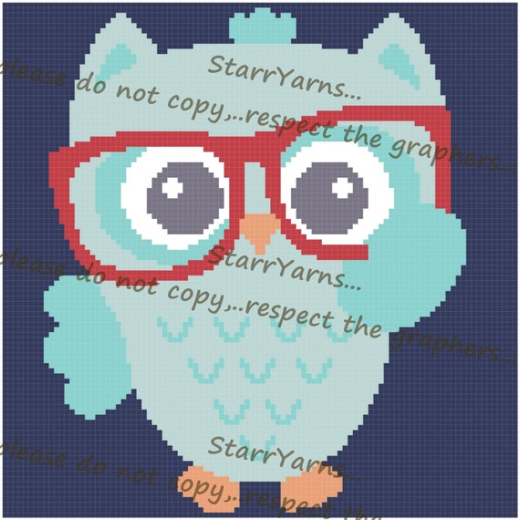 Studious Owl Crochet Graph Pattern | Etsy